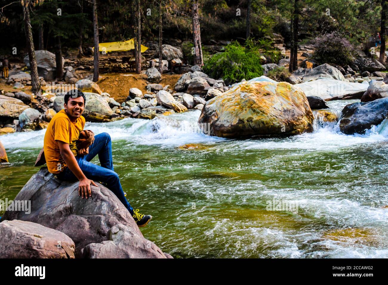 Kasol Manali - Gushing Parvati river in the snow mountains of Himachal ...
