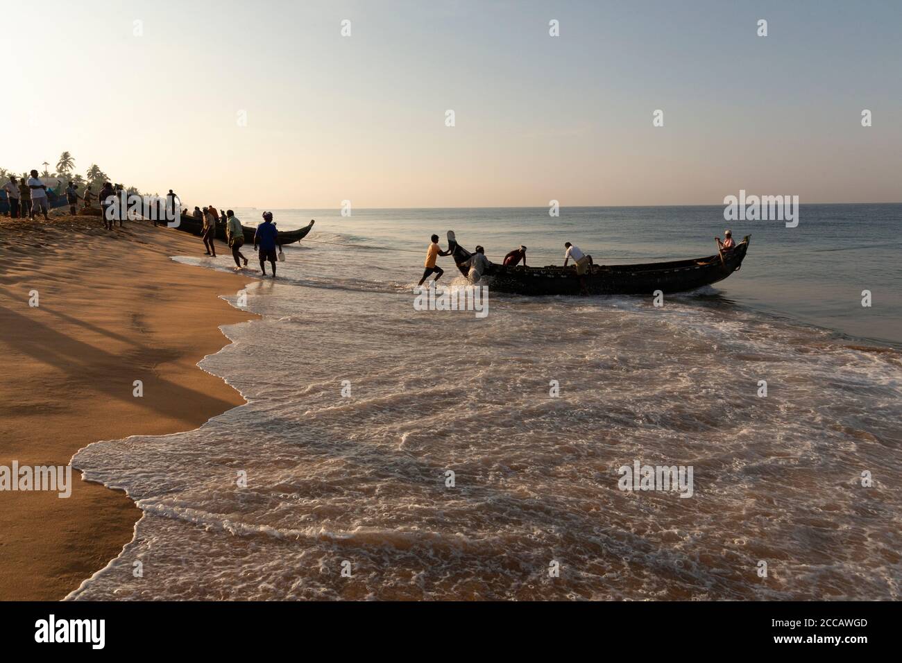 Fishing activity at the Shankumugham beach Thiruvananthapuram Stock ...