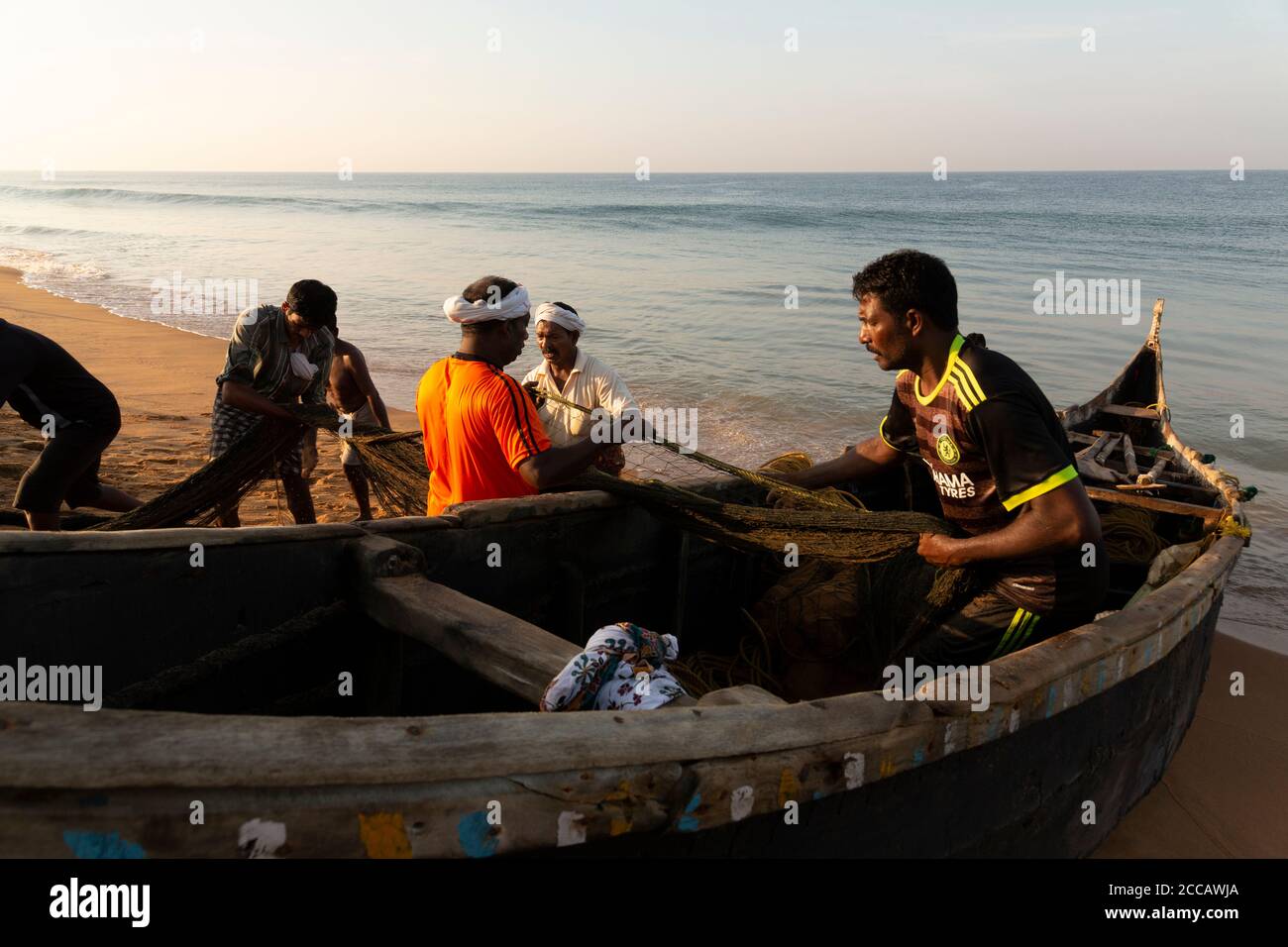 Fishing activity at the Shankumugham beach Thiruvananthapuram Stock ...