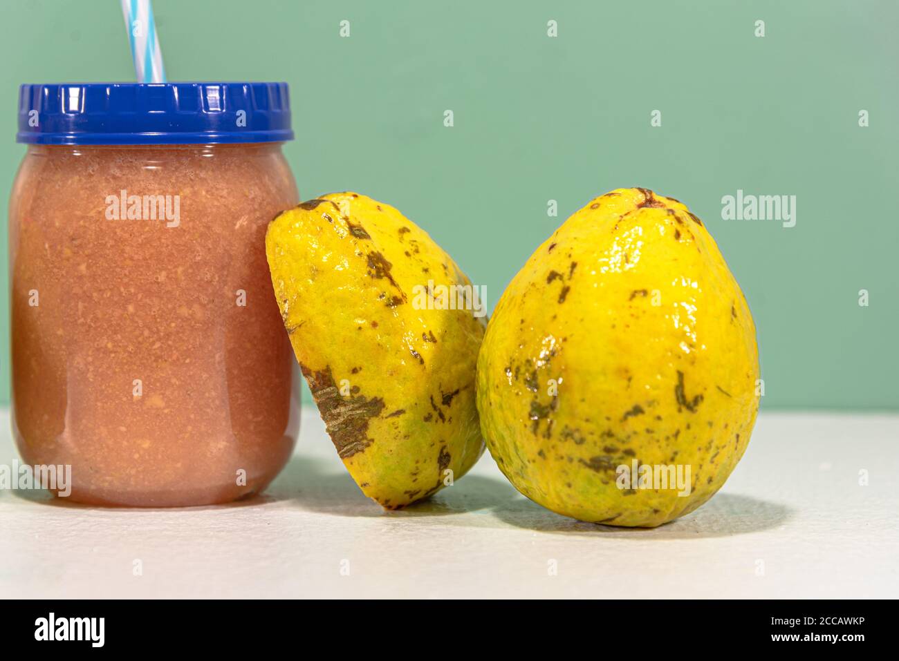 Guava Juice and Fruits (Psidium guajava). Fresh fruit. Tropical fruit ...