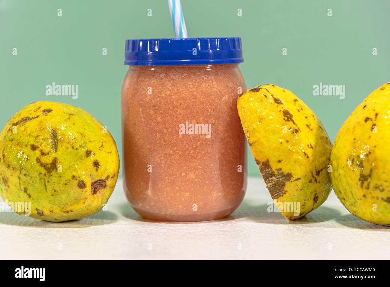 Guava Juice and Fruits (Psidium guajava). Fresh fruit. Tropical fruit ...
