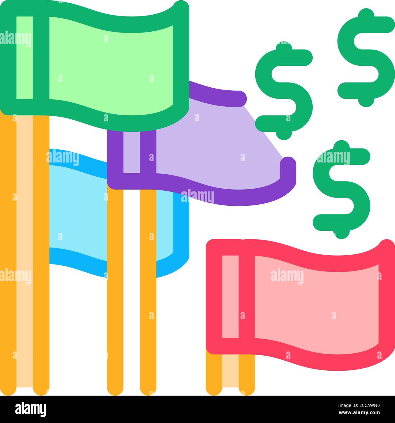 countries flags financial partnership icon vector outline illustration ...