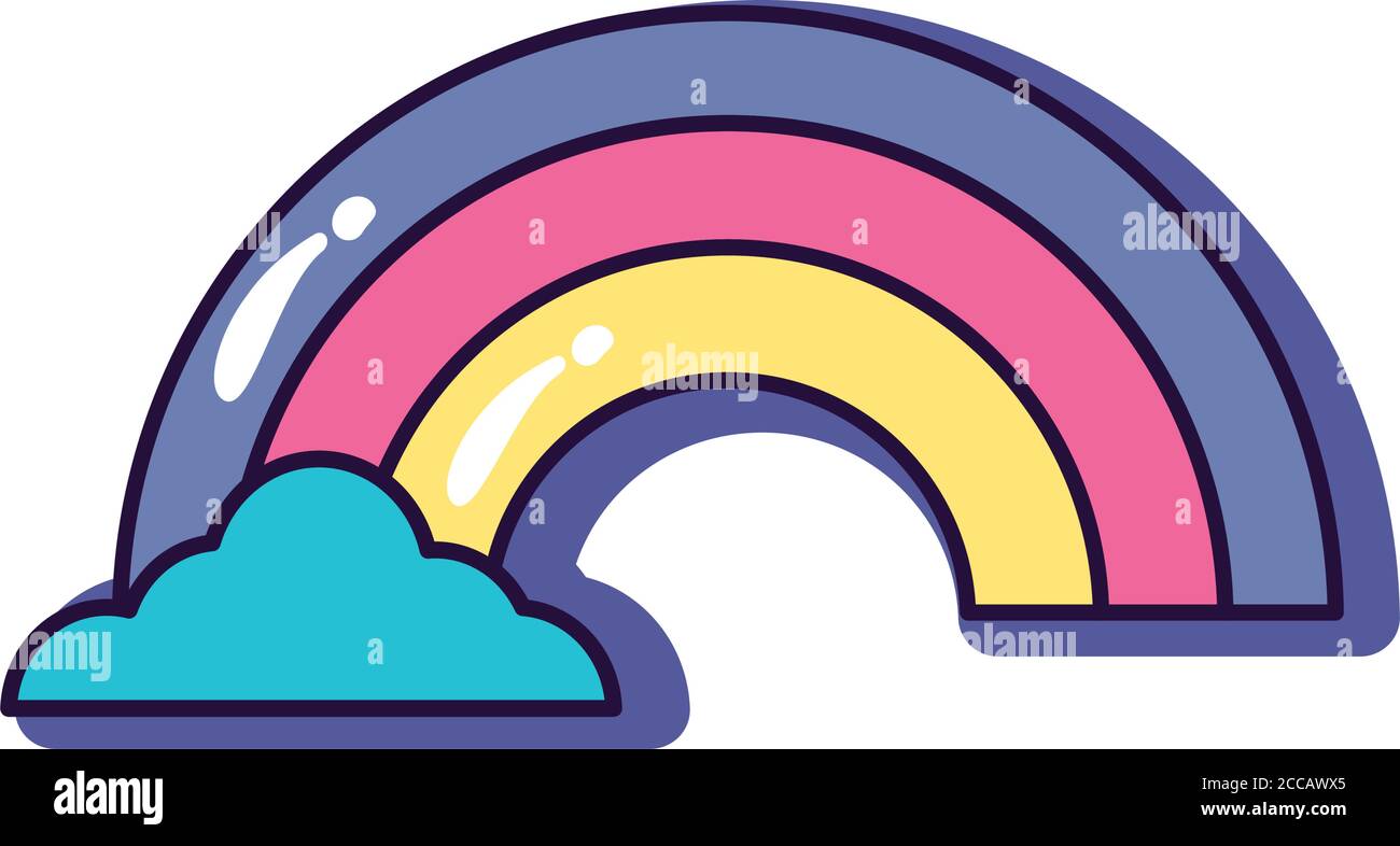 cute rainbow slang line and fill style icon vector illustration design ...