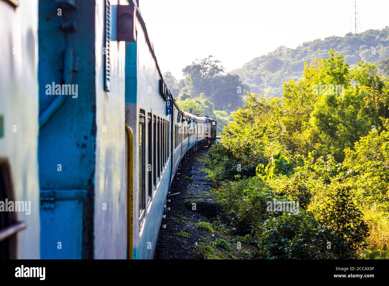 Goa, India. Landscape of Nature in India. View of a train from a train ...