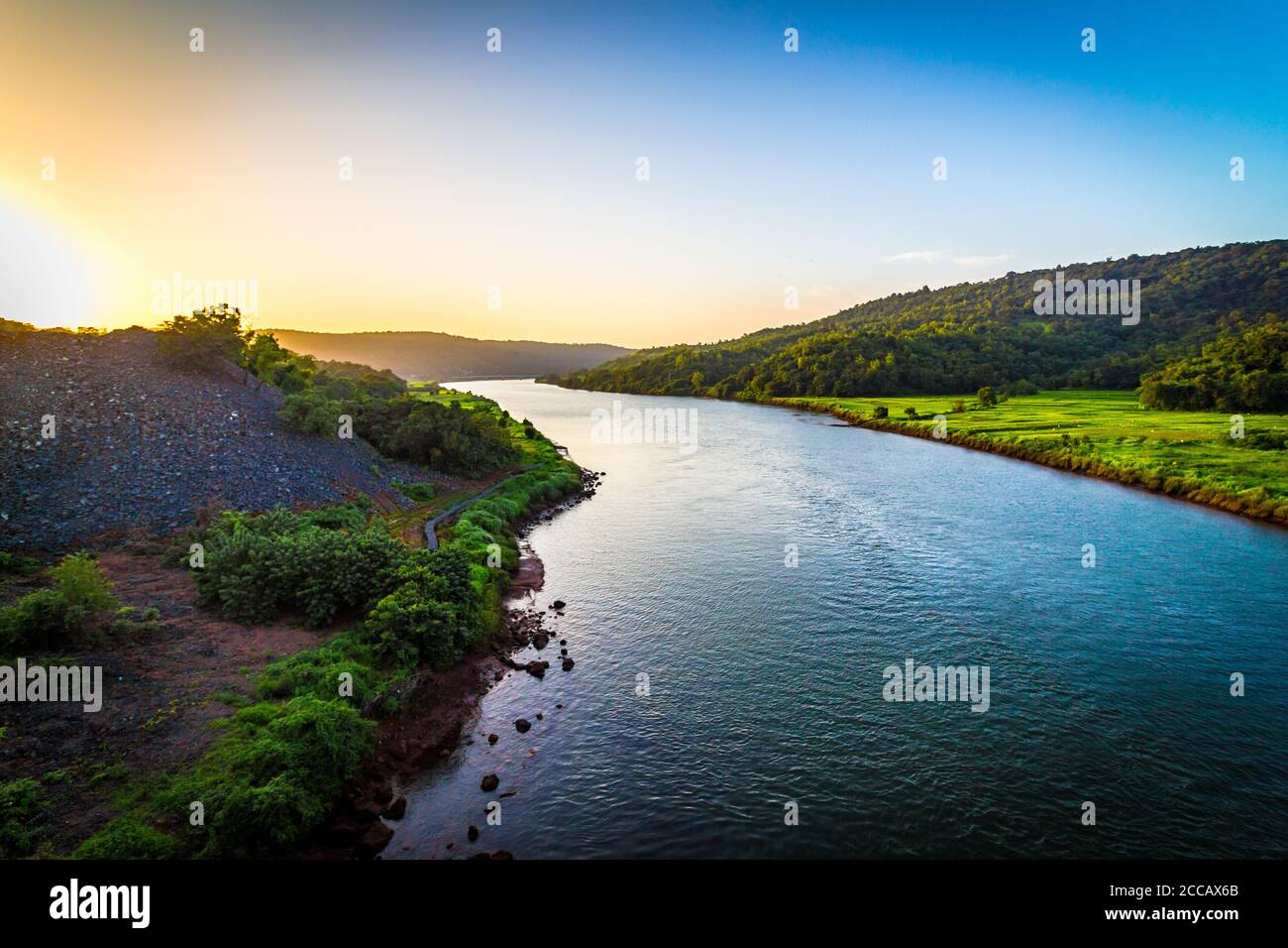 Goa, India. Landscape of Nature in India. View of a train from a train ...
