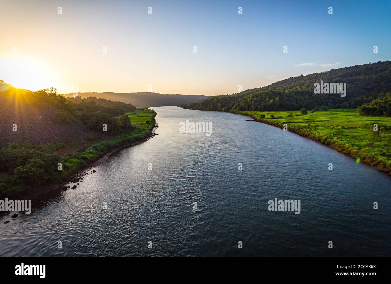 Goa, India. Landscape of Nature in India. View of a train from a train ...