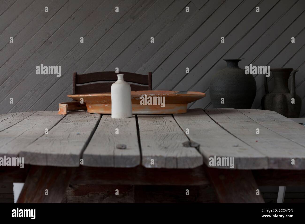 Ceramic artifacts by former resident artists adorn the grounds of the ...