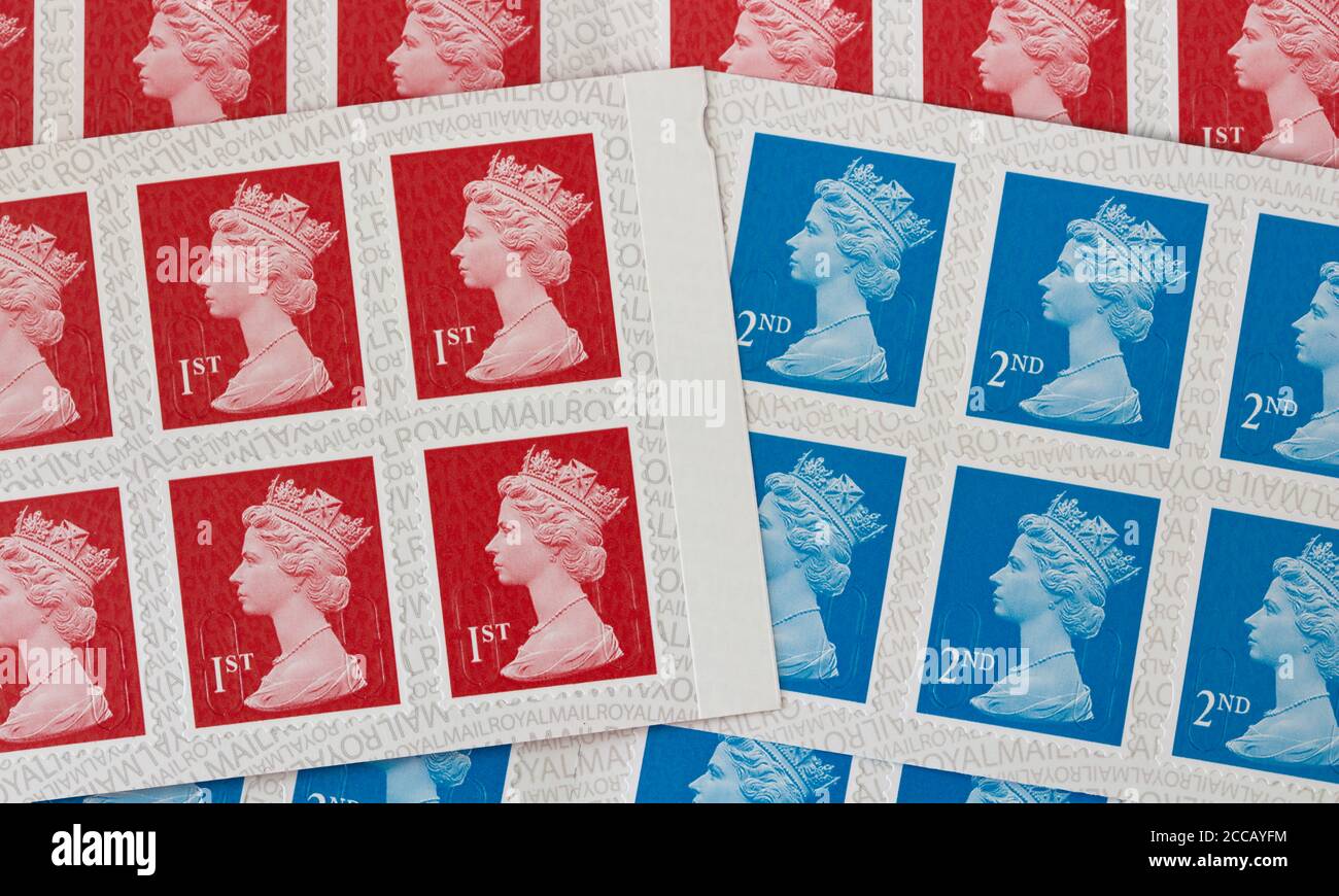 Royal Mail 1st & 2nd Class Self Adhesive Stamps Stock Photo - Alamy