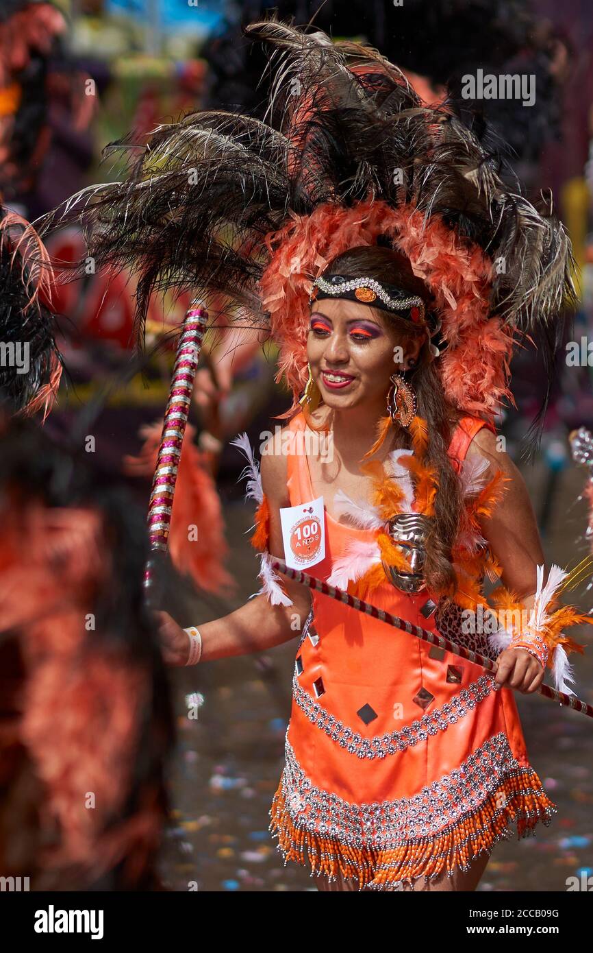 Tobas dancers in colourful costumes performing at the annual Oruro ...