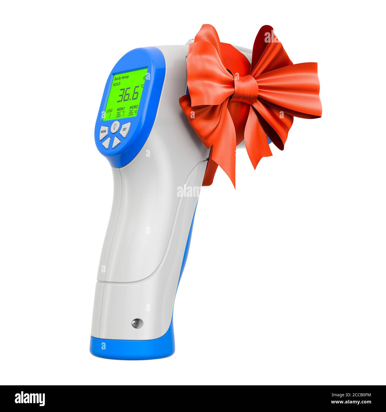 Digital Non-contact IR Infrared Thermometer with red bow and ribbon, 3D ...