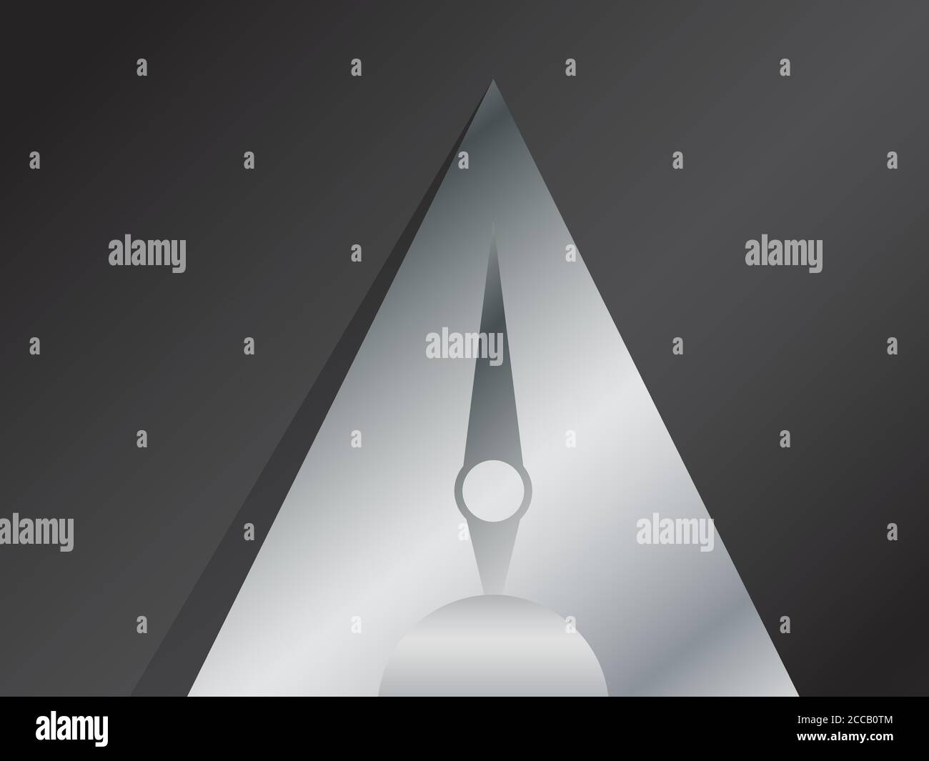 Triangle metronome with arrow, monochrome, black and white gradient ...