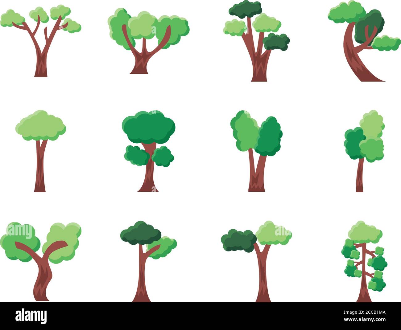 bundle of twelve trees set icons vector illustration design Stock ...