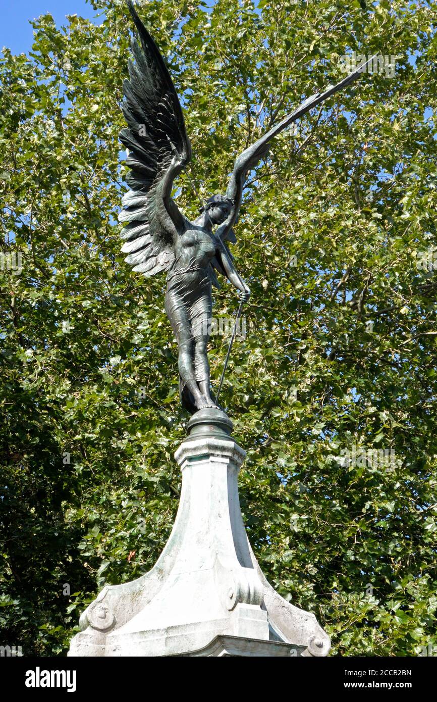 Winged bronze statue of Peace on a granite and Portland stone plinth ...