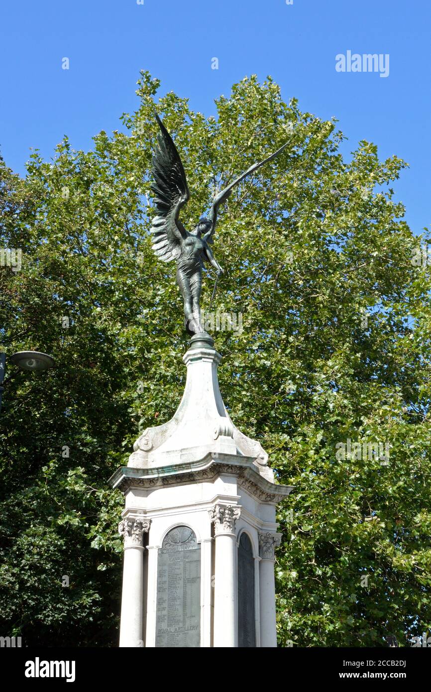 Winged bronze statue of Peace on a granite and Portland stone plinth ...