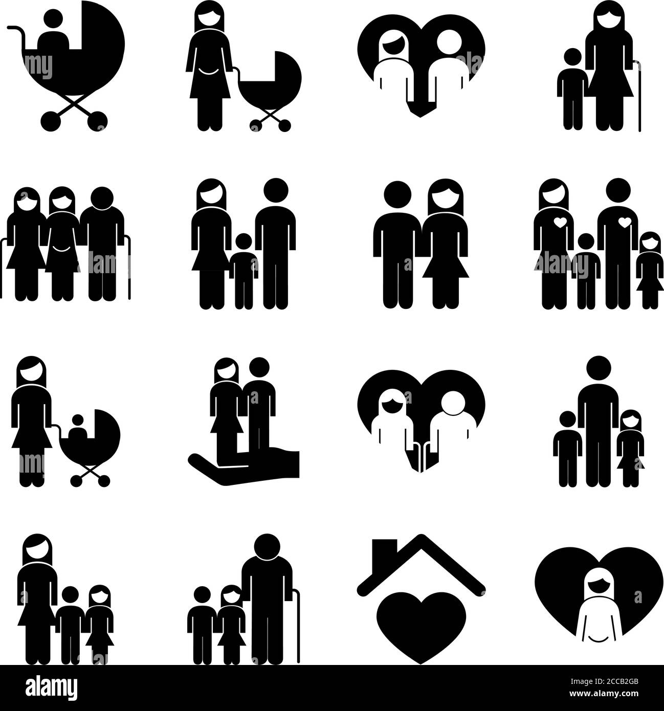 bundle of sixteen family parents set icons vector illustration design ...