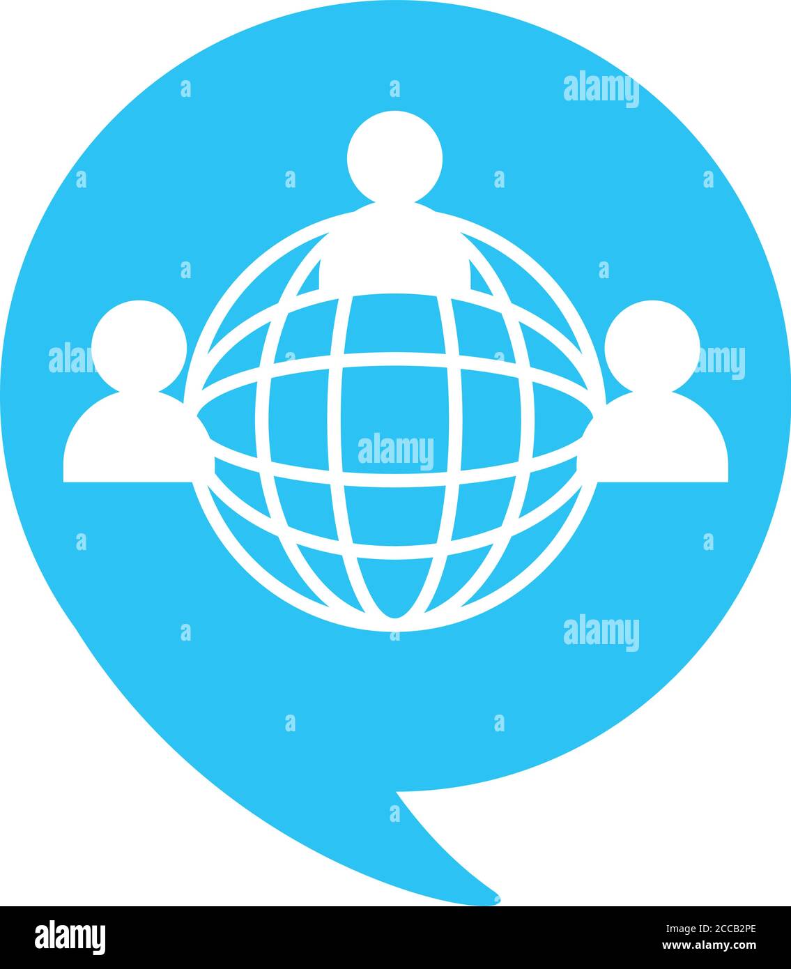 sphere planet with teamwork people flat style icon vector illustration ...