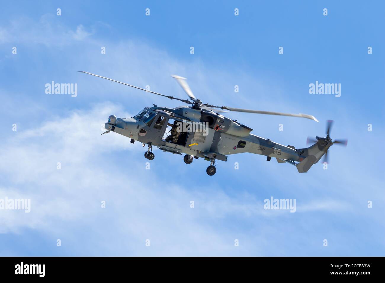 Army Augusta Westland Wildcat low pass over Beachy Head, UK Stock Photo ...