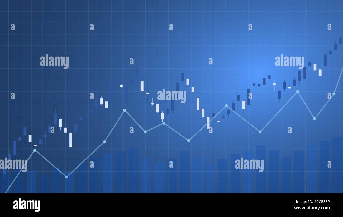 Bull market lined, candle charts, graphic. Financial and economic ...