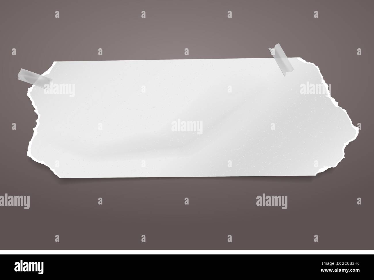 Piece of torn white note, notebook paper with soft shadow stuck on ...