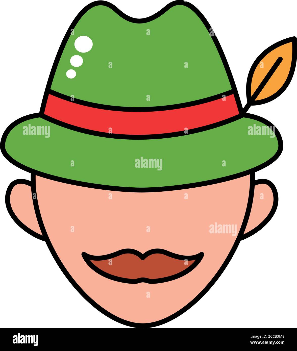 man wearing germany traditional hat accessory line and fill style icon ...