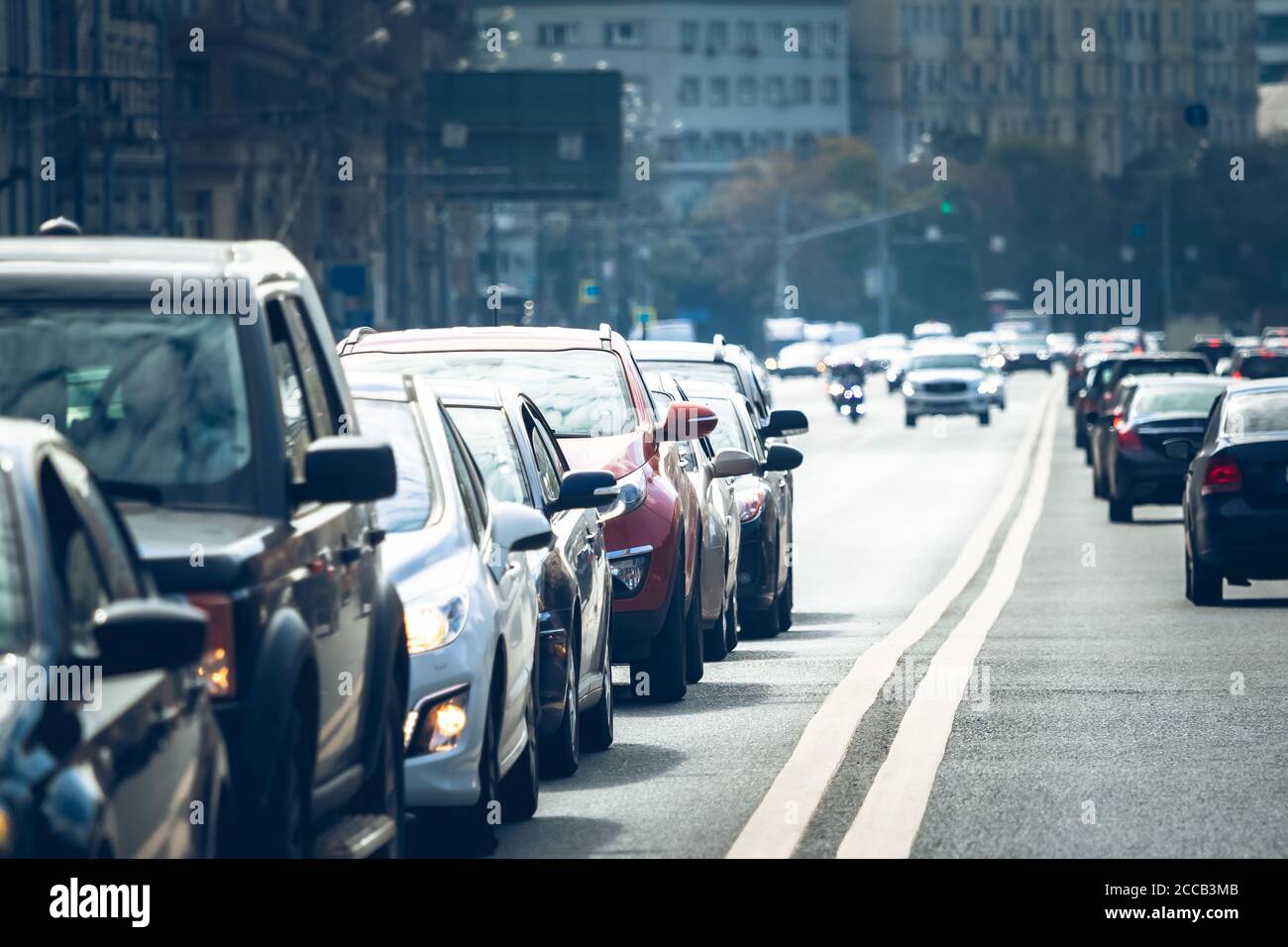 Cars standing in a line during traffic jam Stock Photo - Alamy
