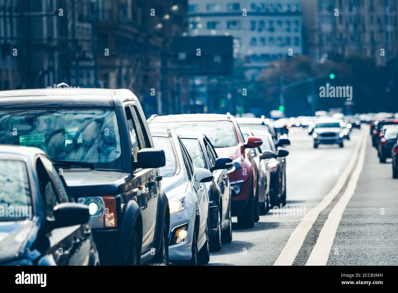 Cars standing in a line during traffic jam Stock Photo - Alamy