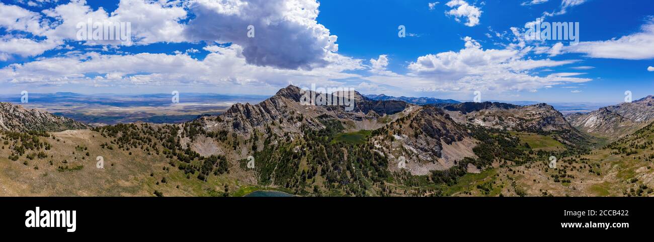Aerial view of the beautiful Favre Lake at Ruby Mountain, Nevada, USA ...