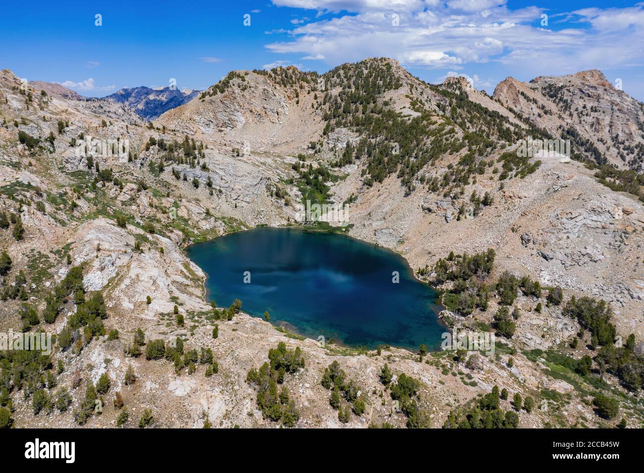 Aerial view of the beautiful Liberty Lake at Ruby Mountain, Nevada, USA ...