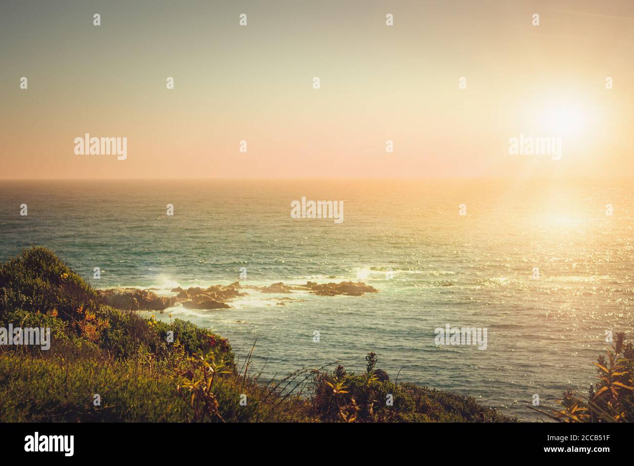 Coastline with pacific ocean at sunset in Chile Stock Photo - Alamy