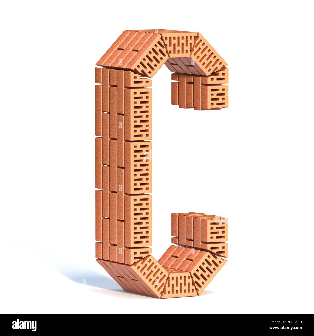 Brick wall font Letter C 3D render illustration isolated on white ...
