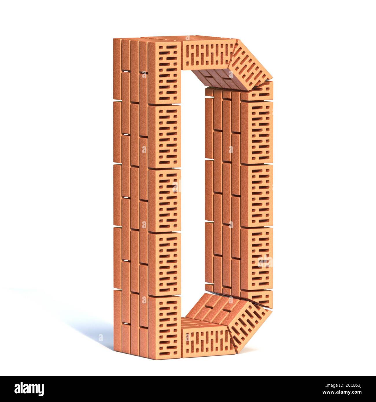 Brick wall font Letter D 3D render illustration isolated on white ...