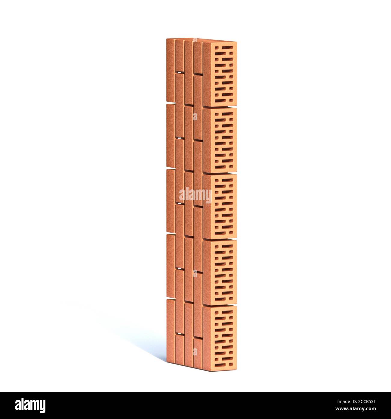 Brick wall font Letter I 3D render illustration isolated on white ...
