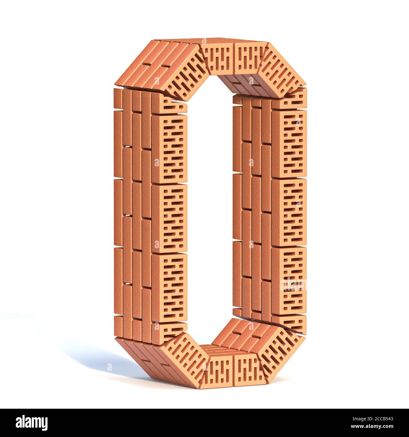 Brick wall font Letter O 3D render illustration isolated on white ...
