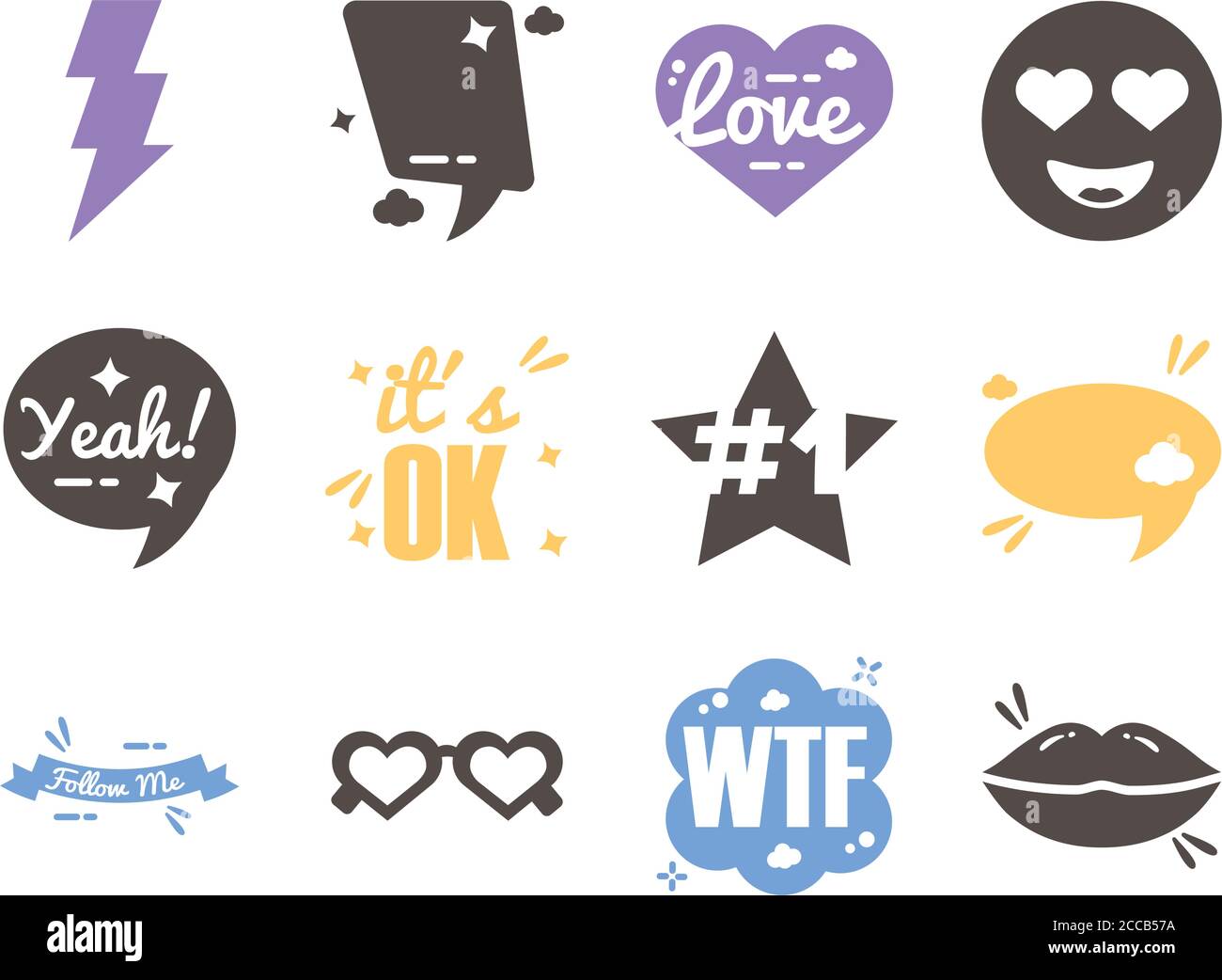 bundle of twelve slang set icons vector illustration design Stock ...