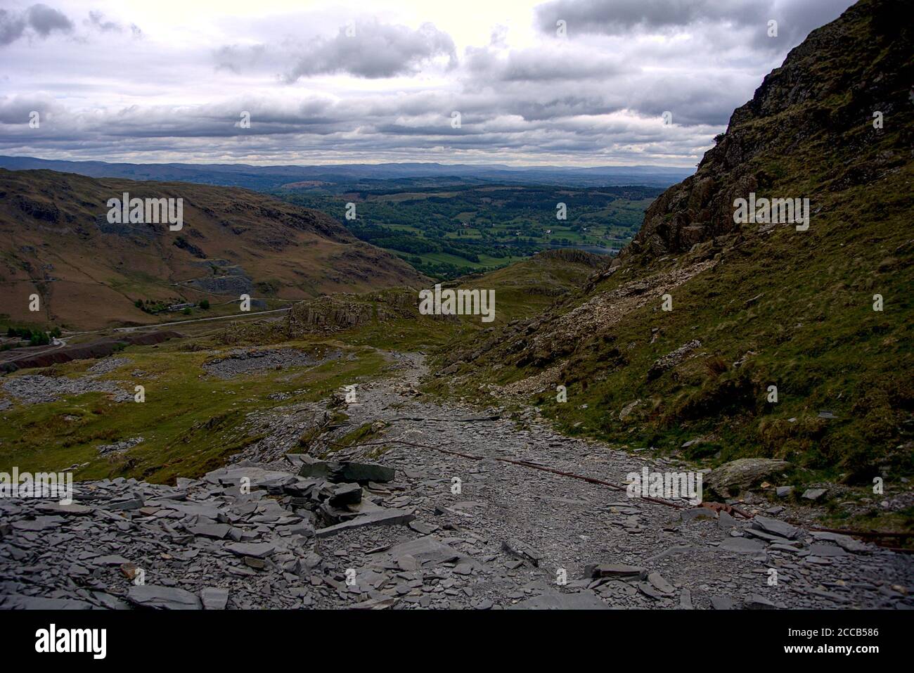 Wide scenery of stunning English rocky and grassy mountains, with a ...