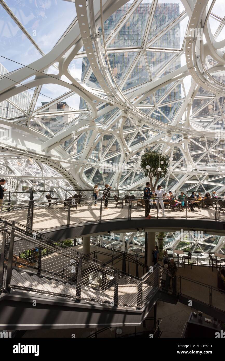 Seattle, USA May 5, 2018: The Amazon Spheres late in the day Stock ...