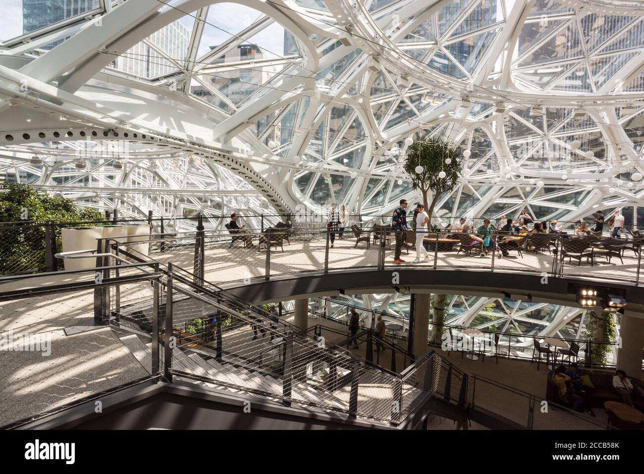 Seattle, USA May 5, 2018: The Amazon Spheres late in the day Stock ...