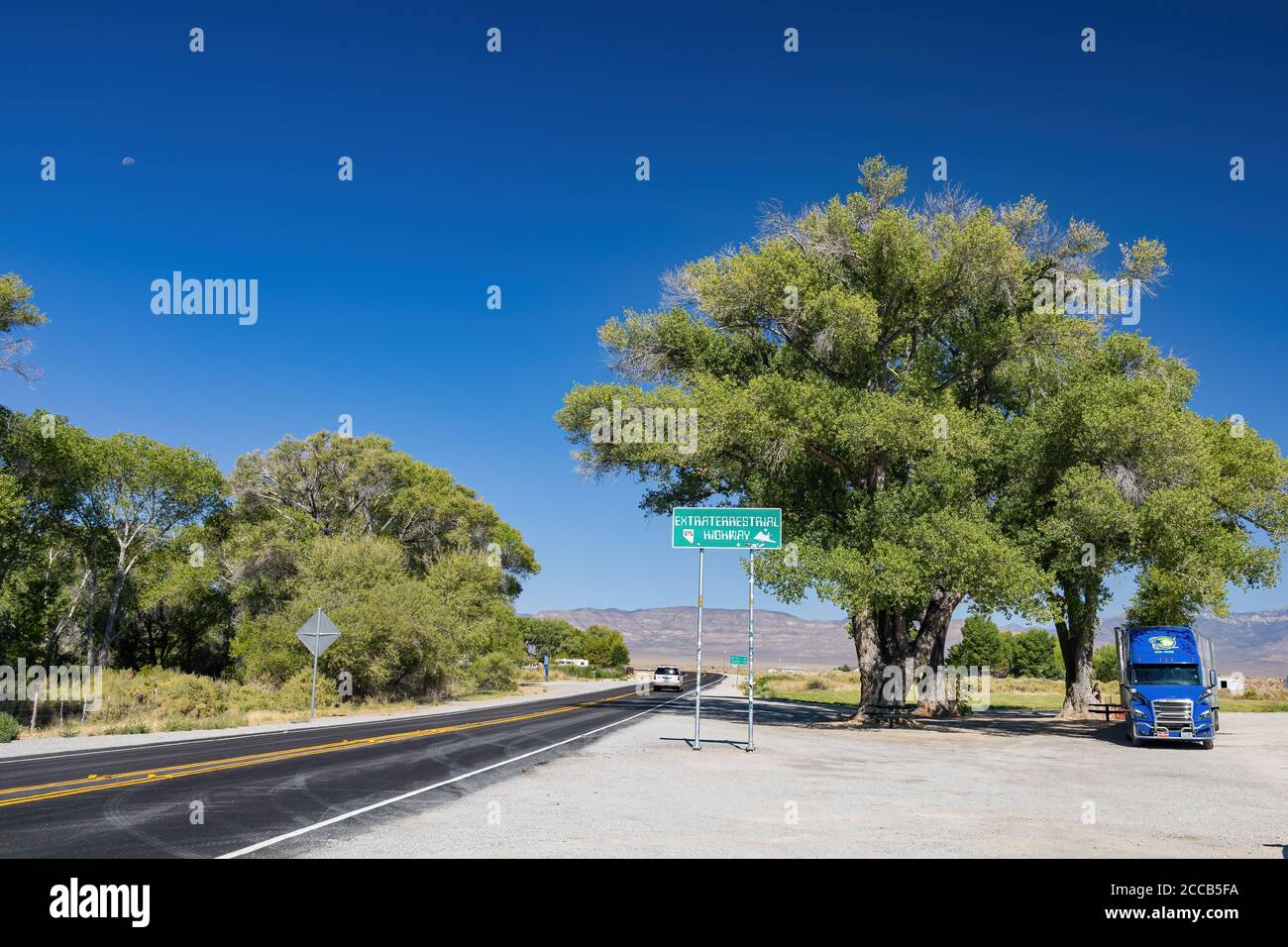 Nevada, AUG 9, 2020 - Sunny view of the famous ET Highway Sign Stock ...