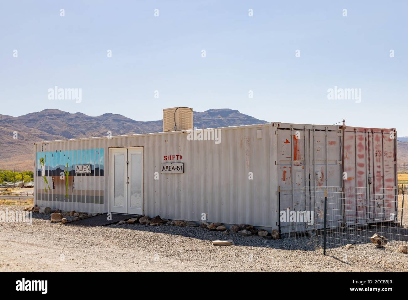 Nevada, AUG 9, 2020 - Exterior view of the Alien Research Center Stock ...