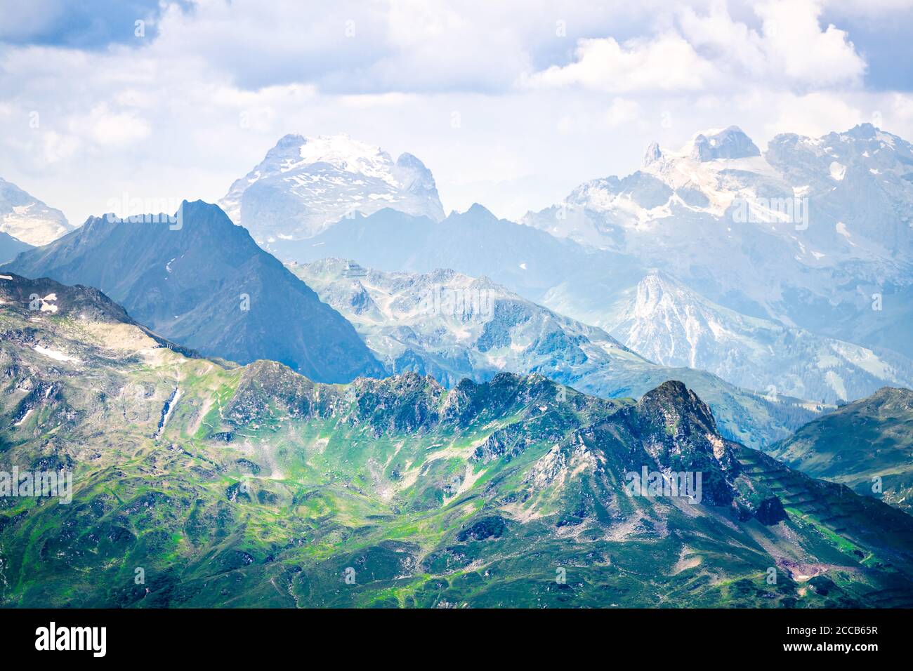 Alps Mountains. Alpine Austria Mountain With Clouds Stock Photo - Alamy