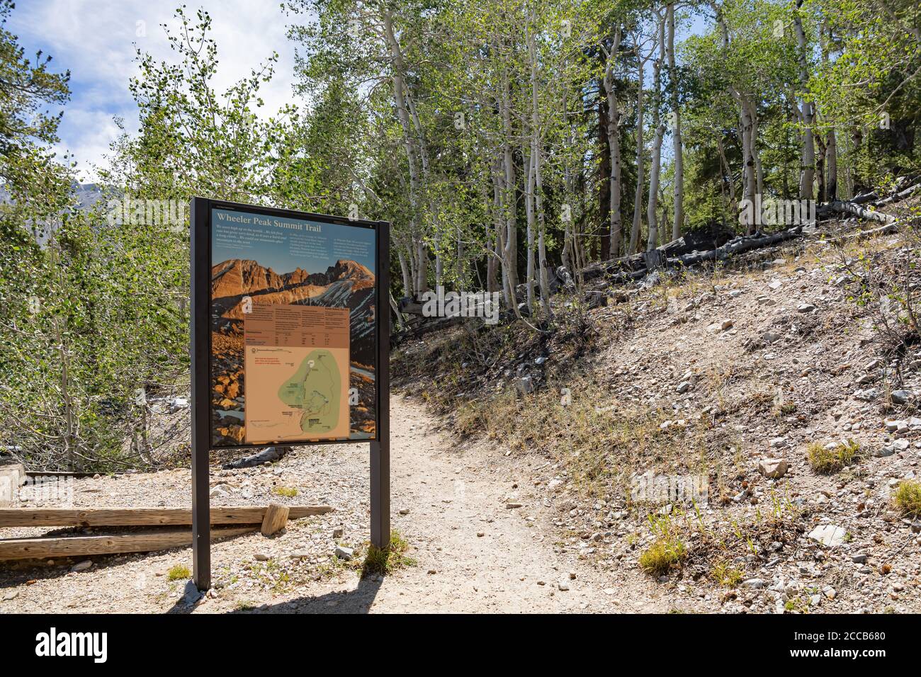 Sunny view of the Wheeler Peak Summit Trailhead at Great Basin National ...