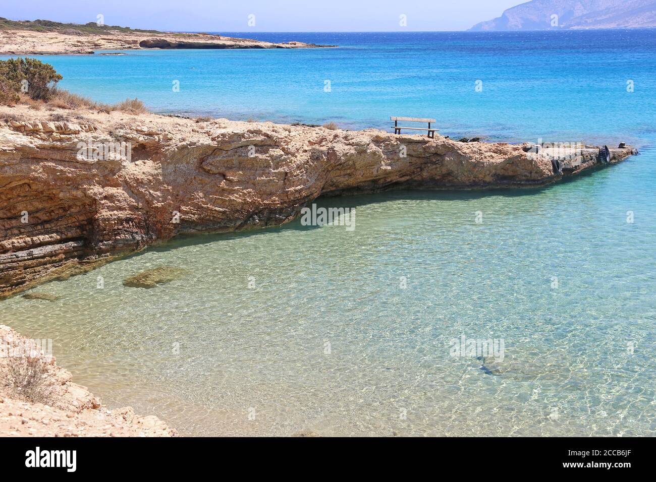 turquoise sea landscape of Ano Koufonisi island Cyclades Greece Stock ...