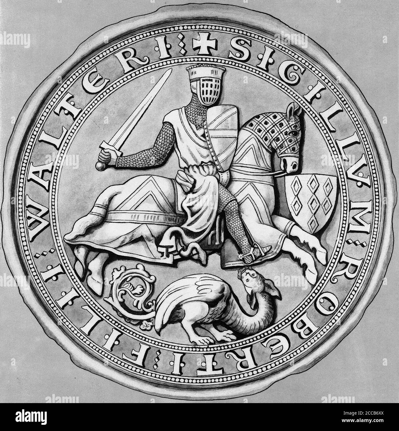 Halftone of the Seal of Robert Fitzwalter, the leader of the baronial ...