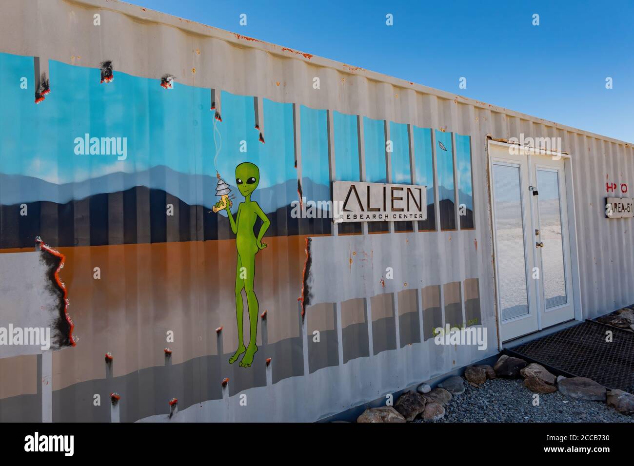 Nevada, AUG 9, 2020 - Exterior view of the Alien Research Center Stock ...