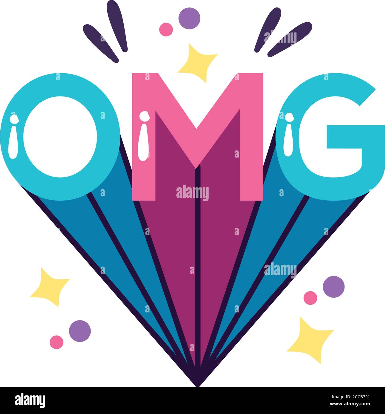 slang expresion omg word line and fill style vector illustration design ...