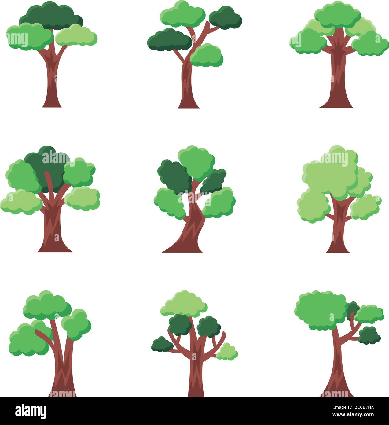 bundle of nine trees set icons vector illustration design Stock Vector ...
