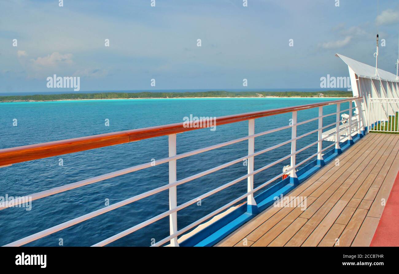 Cruise ship deck and railing Stock Photo - Alamy
