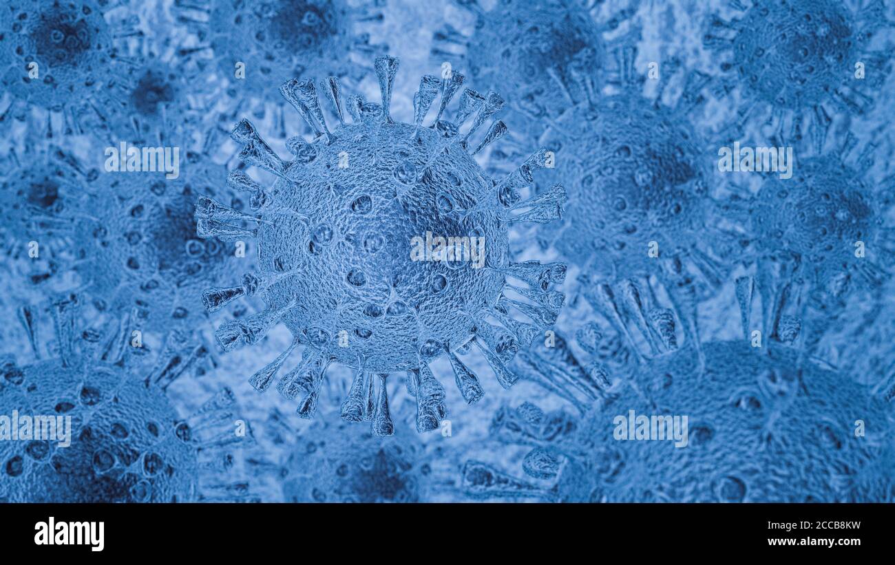 Image of Flu virus cell under the microscope on the blood. Coronavirus ...