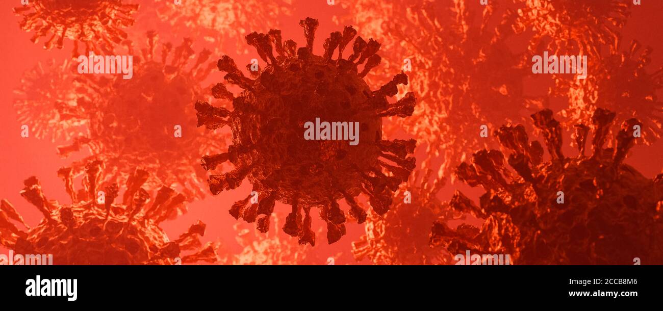 Image of Flu virus cell under the microscope on the blood. Coronavirus ...