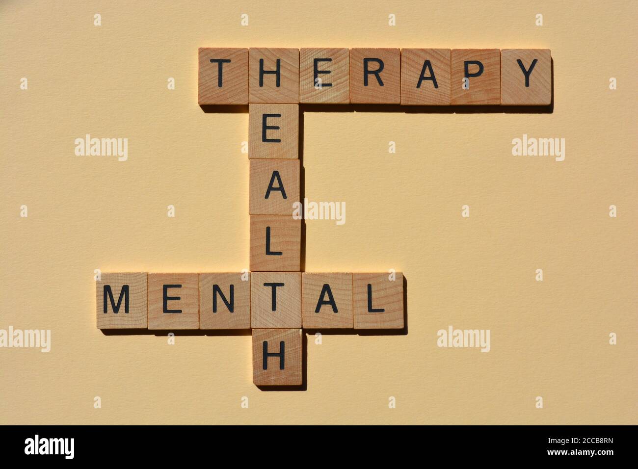 Mental, Health, Therapy, words in wooden alphabet letters in crossword ...